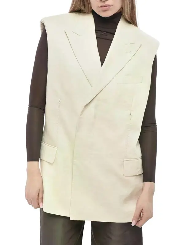 Helmut Lang Double-breasted Padded-shoulder Vest - Neutrals