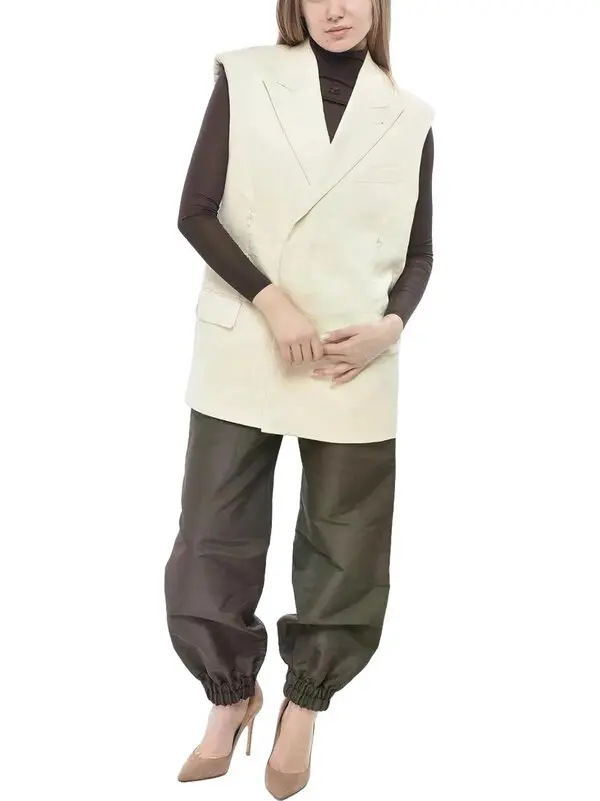Helmut Lang Double-breasted Padded-shoulder Vest - Neutrals