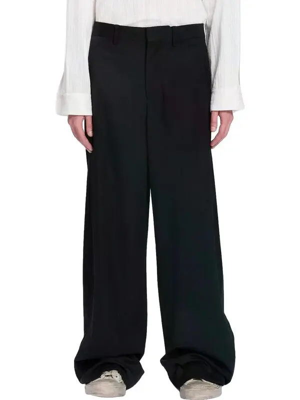 ANN DEMEULEMEESTER Wide-leg Wool Trousers - Black