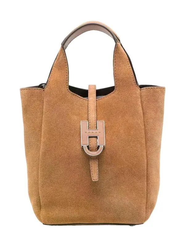 Hogan Logo-plaque Suede Tote Bag - Brown