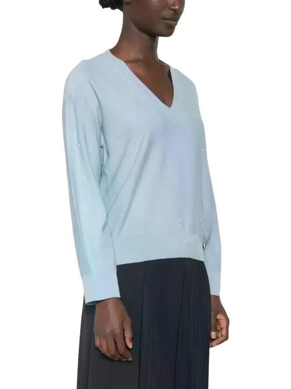 Herno Embellished V-neck Sweater - Blue