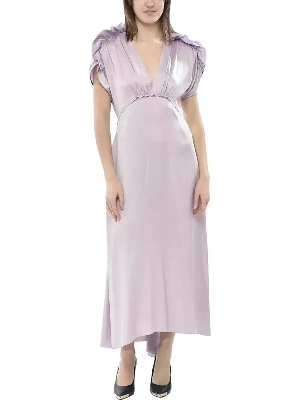 Victoria Beckham Ruffled Satin Midi Dress - Purple