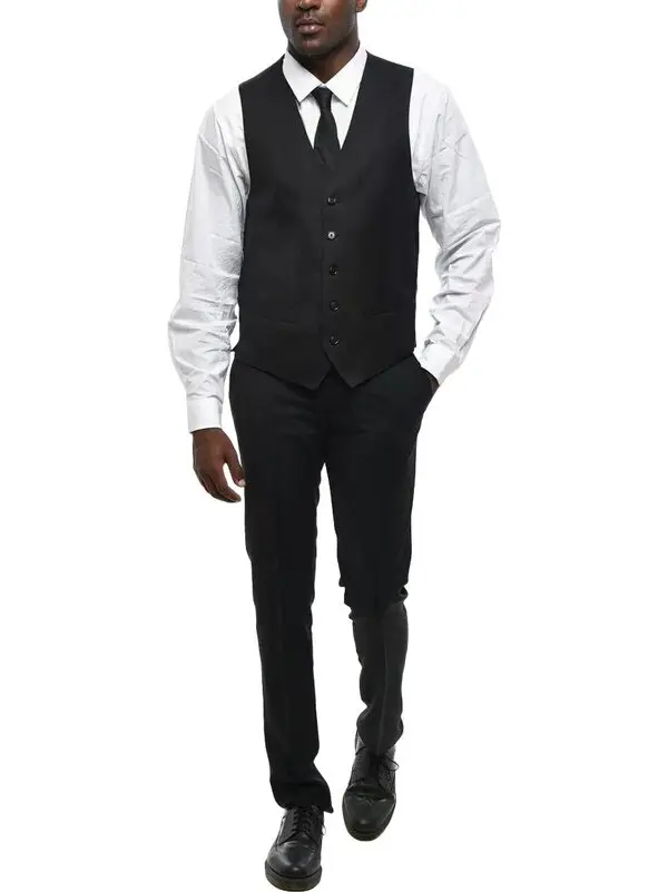 Corneliani V-neck Wool Waistcoat - Black