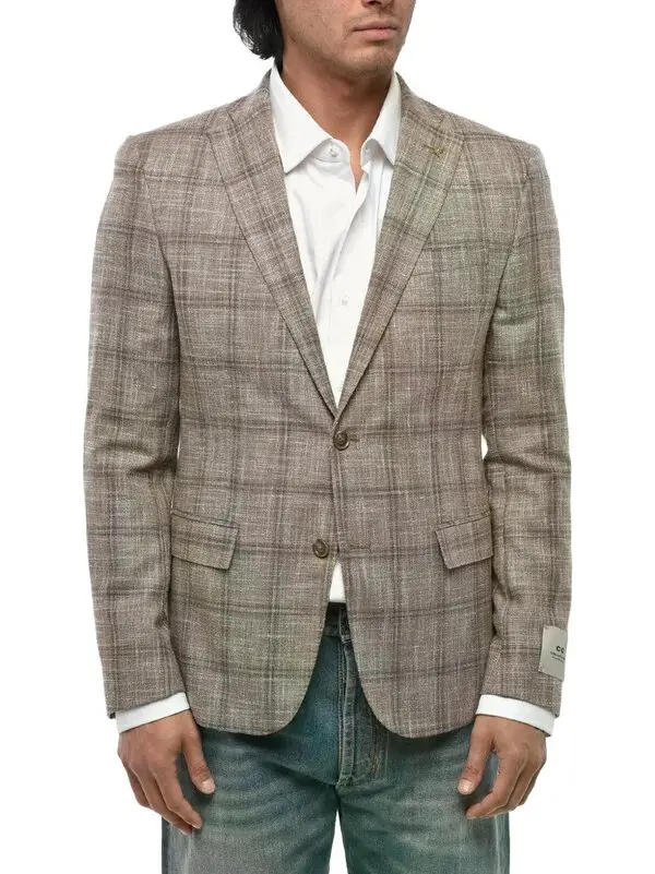 Corneliani Single-breasted Checked Blazer - Brown