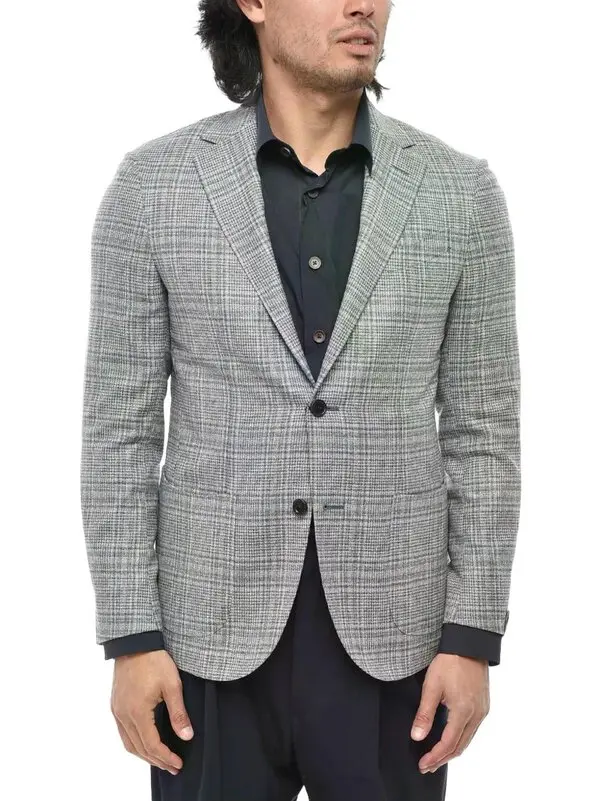 Corneliani Checked Single-breasted Blazer - Grey