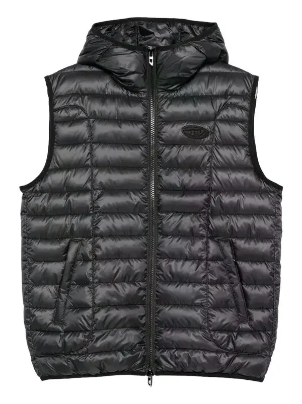 DIESEL® Quilted Hooded Gilet - Black