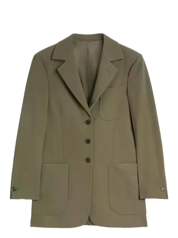 JIL SANDER Single-breasted Wool Blazer - Green