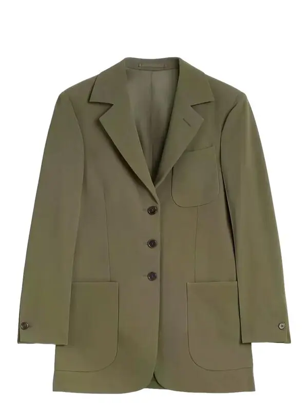 JIL SANDER Single-breasted Wool Blazer - Green