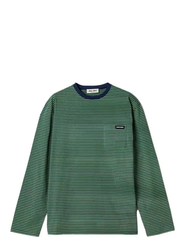 Miu Miu Striped Long Sleeve T-shirt - Green