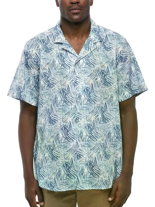 Corneliani Botanical-print Cuban-collar Shirt - White