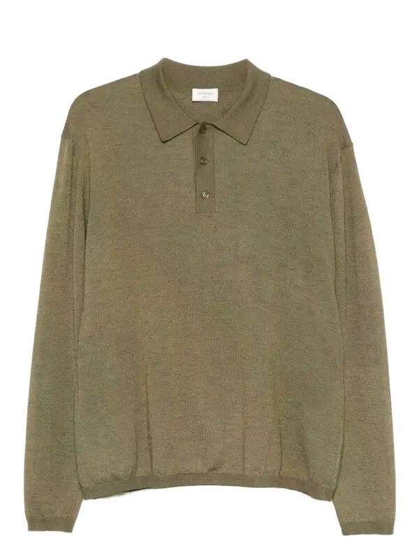 Saint Laurent Long-sleeve Knitted Polo Shirt - Green