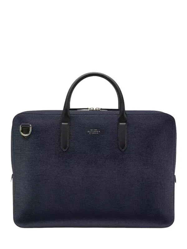 Smythson Panama Slim Briefcase - Blue