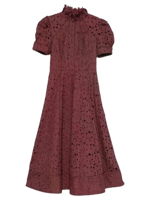 Rebecca Vallance Kitsu Floral Lace Midi Dress - Red