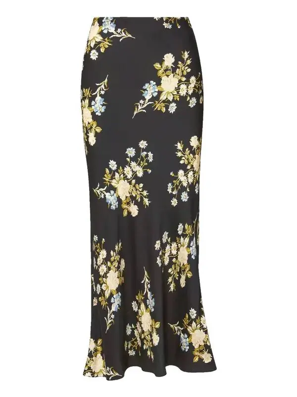 Veronica Beard Clover Floral-print Maxi Skirt - Black