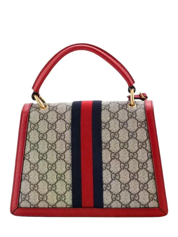 Gucci Queen Margaret Top Handle Bag Gg Coated Canvas With Leather Small Satchel - Brown