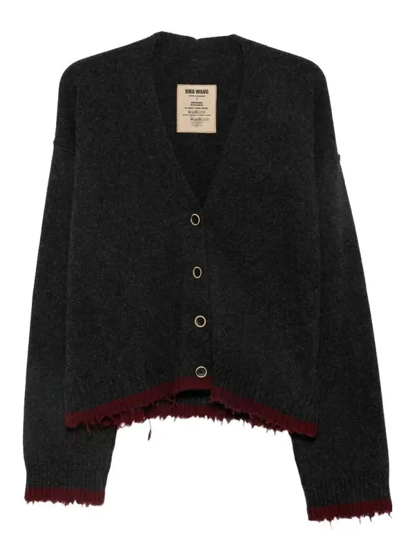 UMA WANG Distressed-trim Oversized Cardigan - Grey