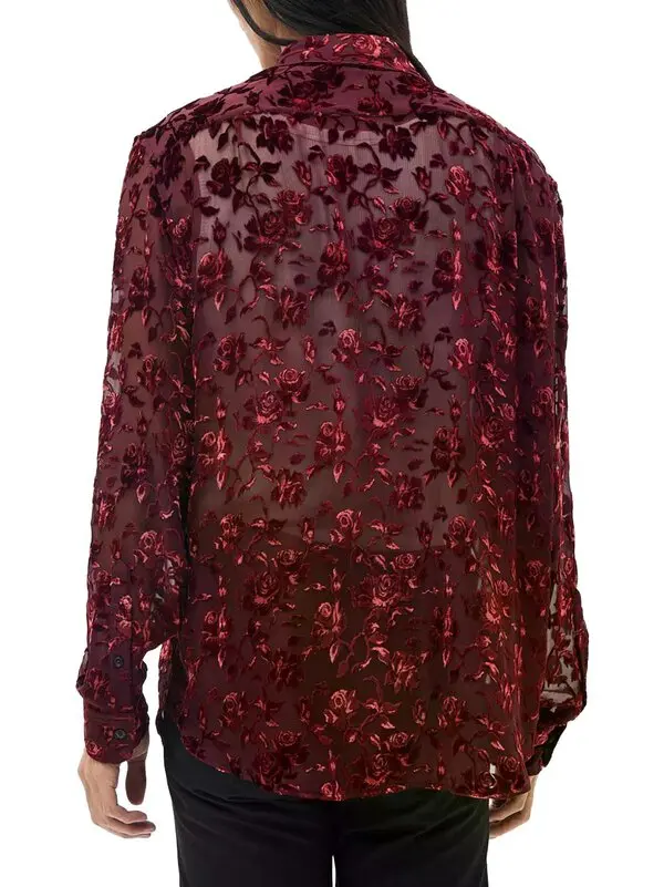 ANN DEMEULEMEESTER Andre Floral-devoré Shirt - Red