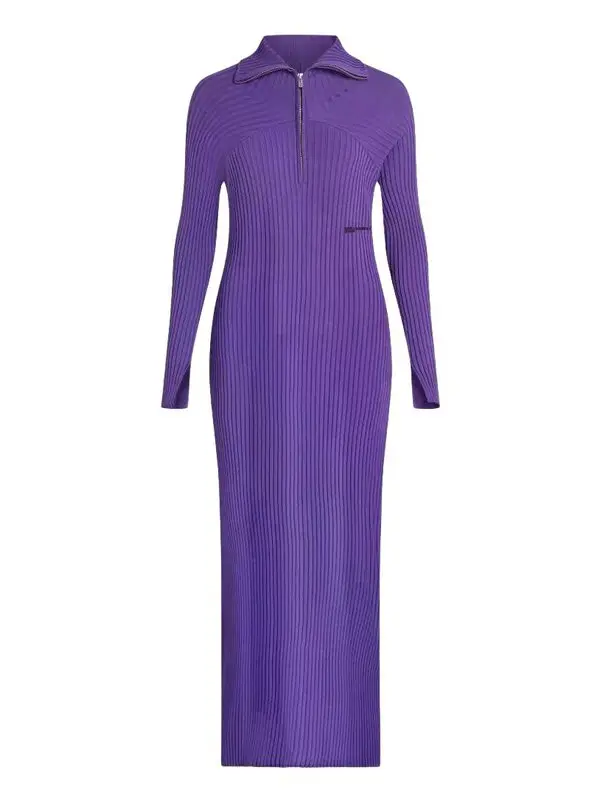 Karl Lagerfeld Ribbed Knit High Neck Maxi Dress - Purple