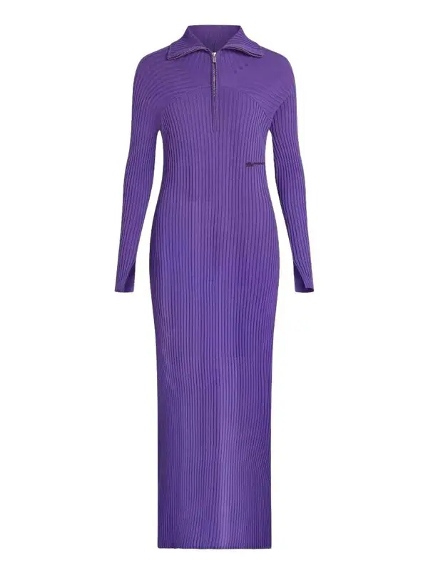 Karl Lagerfeld Ribbed Knit High Neck Maxi Dress - Purple