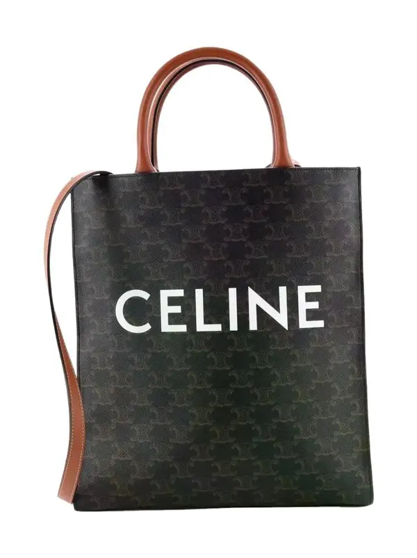 Celine Vertical Cabas Triomphe Coated Canvas Small Tote Bag - Brown