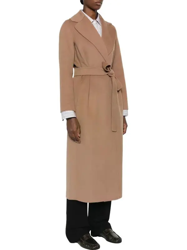 Max Mara Belted Virgin Wool Coat - Brown
