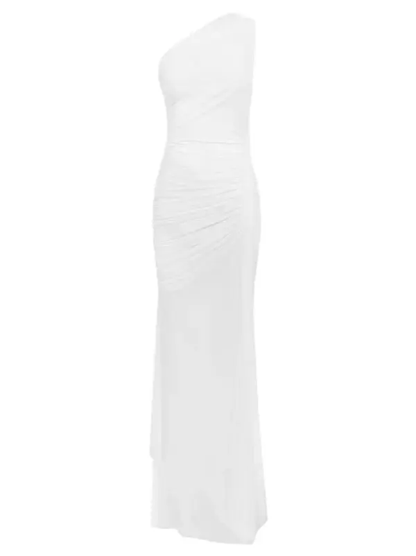 Alex Perry One-shoulder Ruched Jersey Dress - White