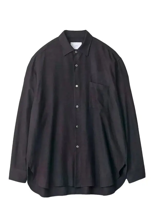 SSSTEIN Oversized Brushed Texture Shirt With Classic Collar - Black
