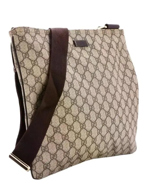 Gucci Gg Coated Canvas Zip Top Messenger Bag - Brown