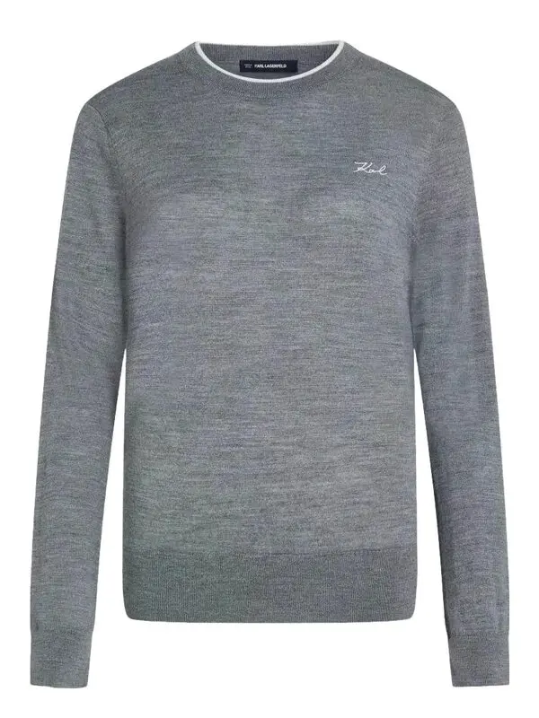 Karl Lagerfeld Merino Wool Crew-neck Sweater - Grey