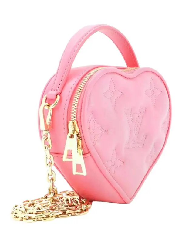 LOUIS VUITTON Heart Pouch Bag Bubblegram Leather Crossbody Bag - Pink