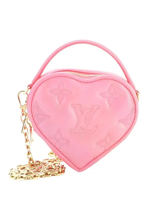 LOUIS VUITTON Heart Pouch Bag Bubblegram Leather Crossbody Bag - Pink