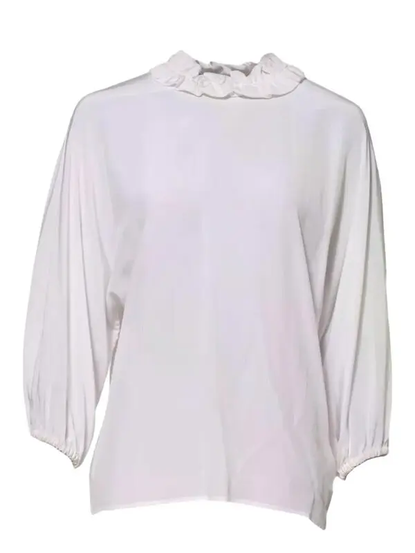 Dolce & Gabbana Silk Ruffle-trim Blouse - White