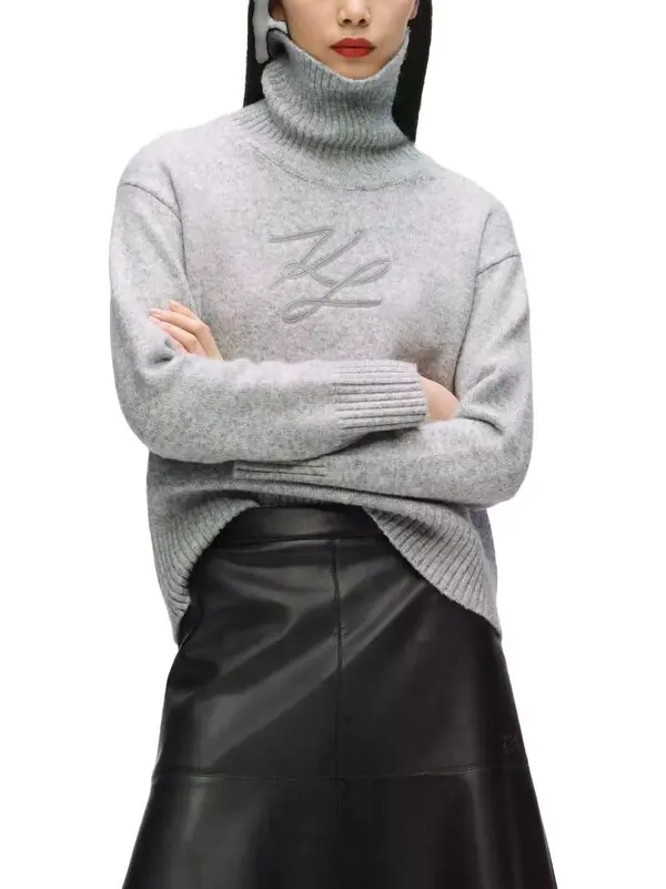 Karl Lagerfeld Soutache Turtleneck Sweater - Grey
