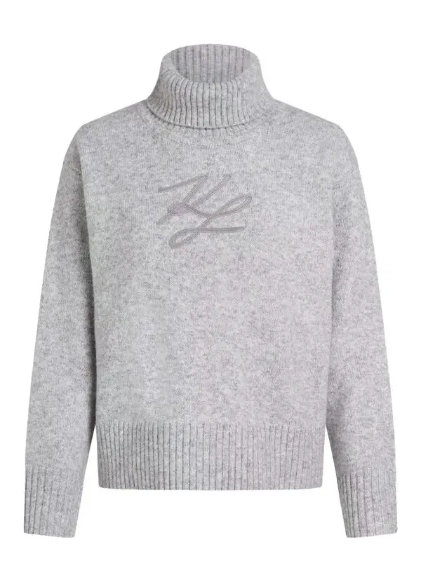 Karl Lagerfeld Soutache Turtleneck Sweater - Grey