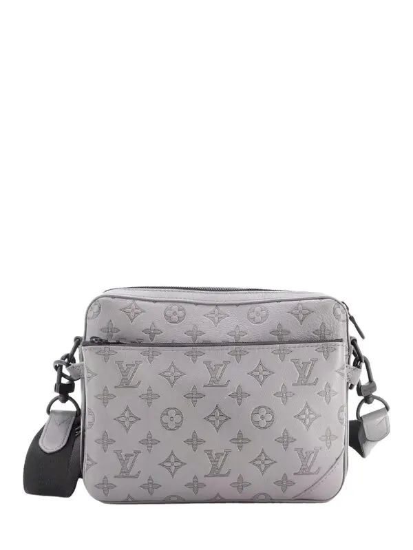 LOUIS VUITTON Trio Messenger Bag Monogram Shadow Leather Crossbody Bag - Grey