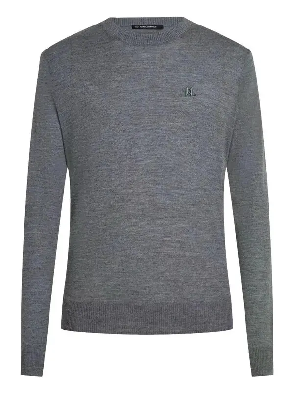 Karl Lagerfeld Merino Wool Crew-neck Sweater - Grey