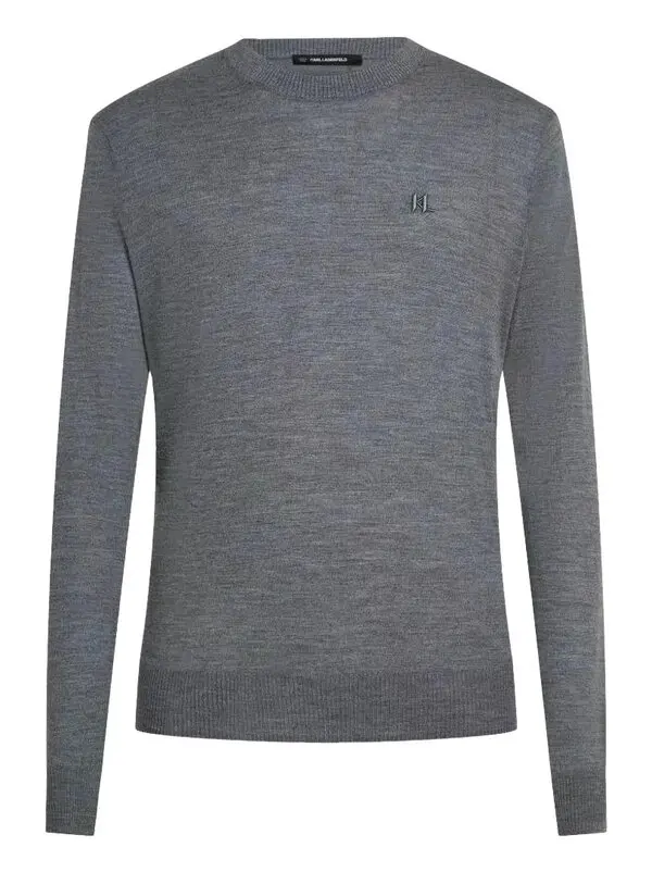 Karl Lagerfeld Merino Wool Crew-neck Sweater - Grey