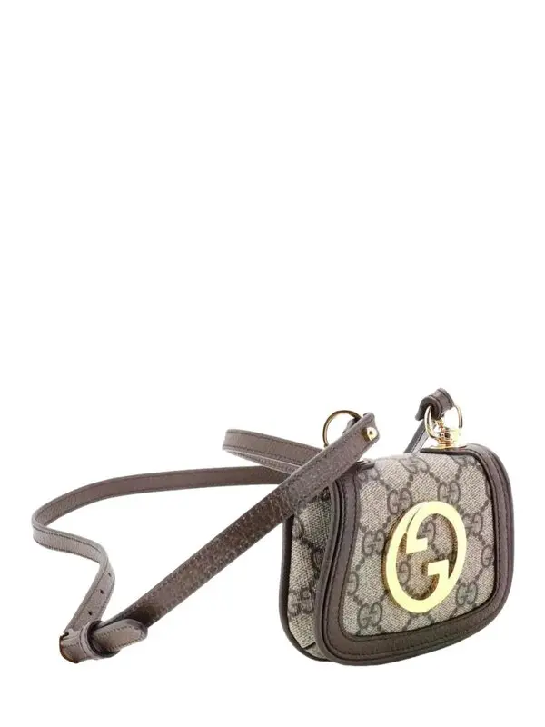 Gucci Blondie Nm Card Case Wallet With Strap Gg Coated Canvas Crossbody Bag - Brown