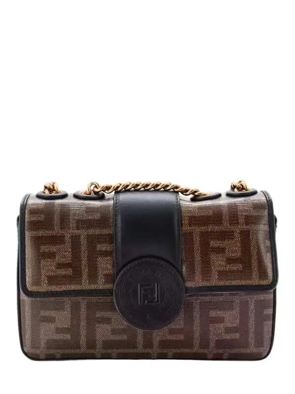 Fendi Ff Logo Stamp Flap Bag Zucca Coated Canvas And Leather Mini Crossbody Bag - Brown