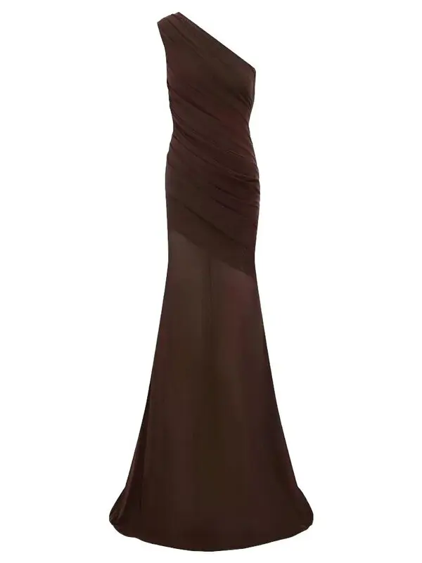 Alex Perry One-shoulder Gown - Brown