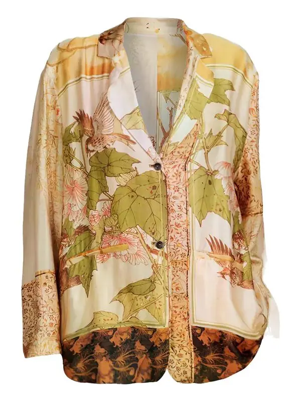 Masnada Floral Print Patchwork Jacket - Neutrals