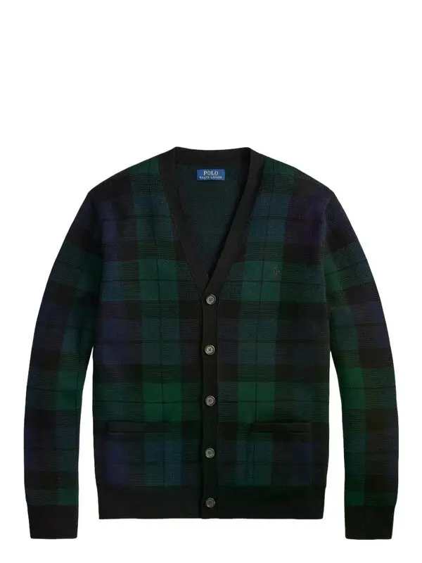 Polo Ralph Lauren Blackwatch Check V-neck Cardigan - Green