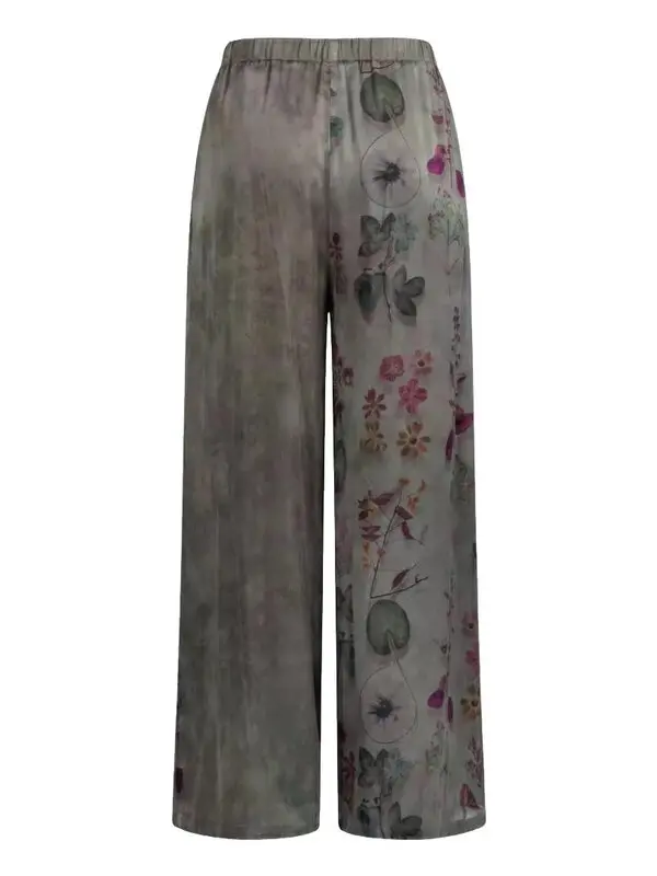 Avant Toi Patchwork Floral-print Wide-leg Palazzo Pants - Grey