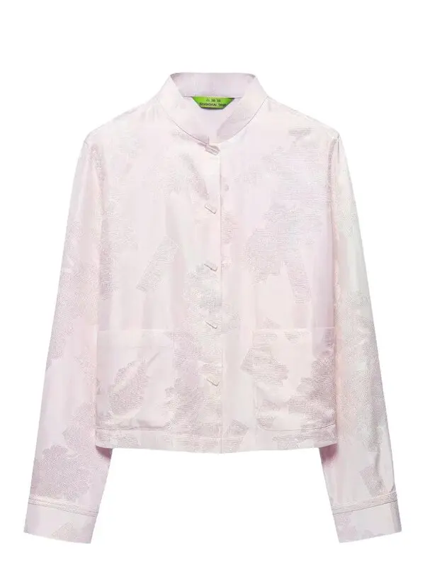 Shanghai Tang Mandarin Collar Jacquard Blouse - Neutrals