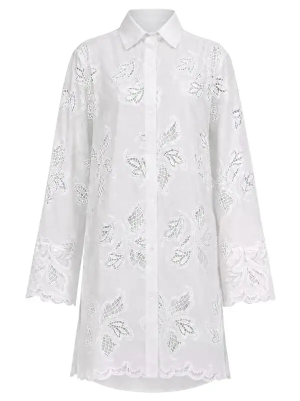 CISSA Broderie Anglaise Shirt Dress - White