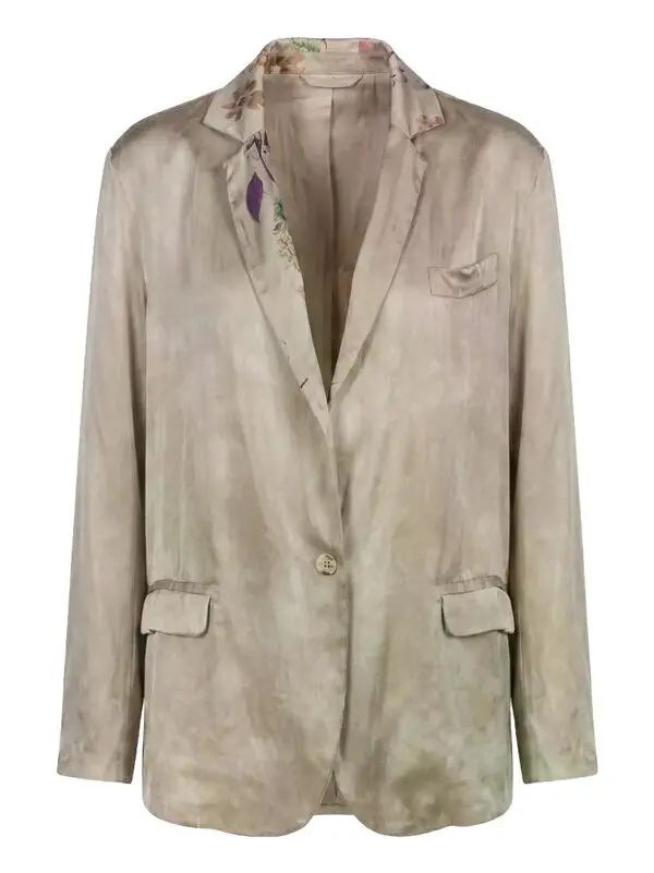 Avant Toi Floral Print Patchwork Blazer - Neutrals