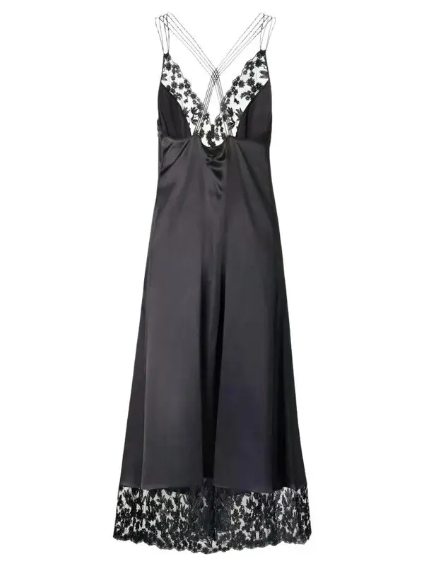 Fendi Silk And Lace Midi Dress - Black