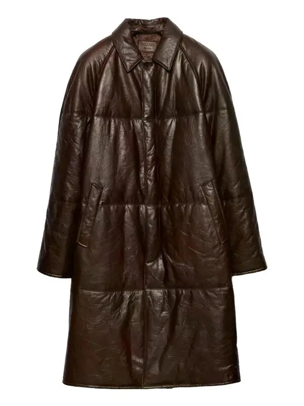 Prada Padded Nappa-leather Coat - Brown