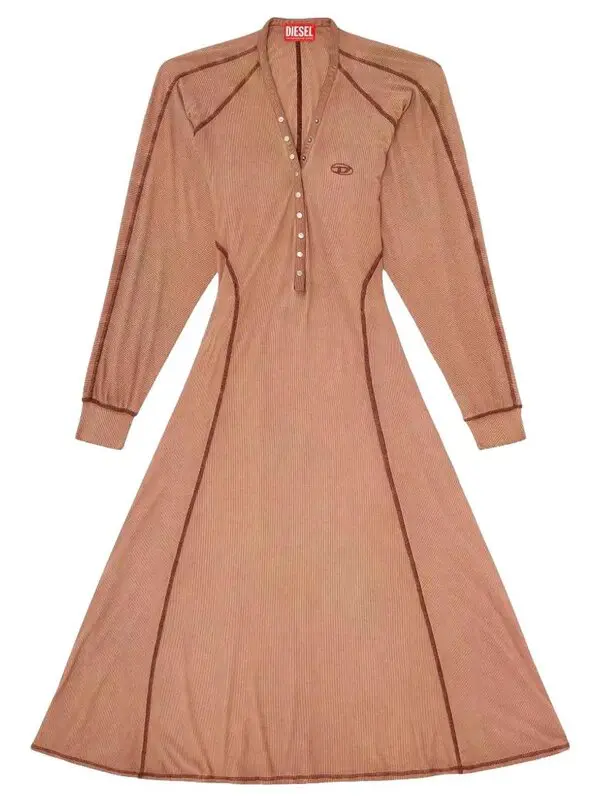 DIESEL® Midi Dress With Batwing Sleeves And V-neckline - Brown