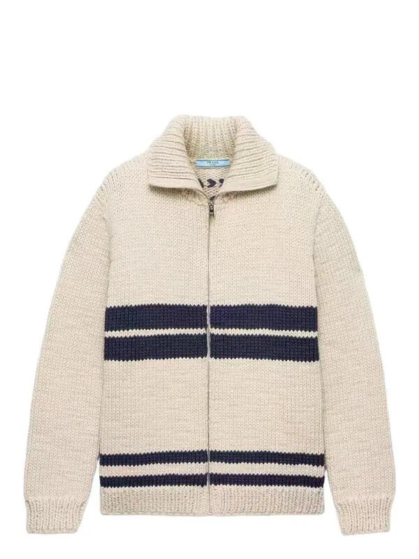 Prada Wool Zipper Cardigan - Neutrals